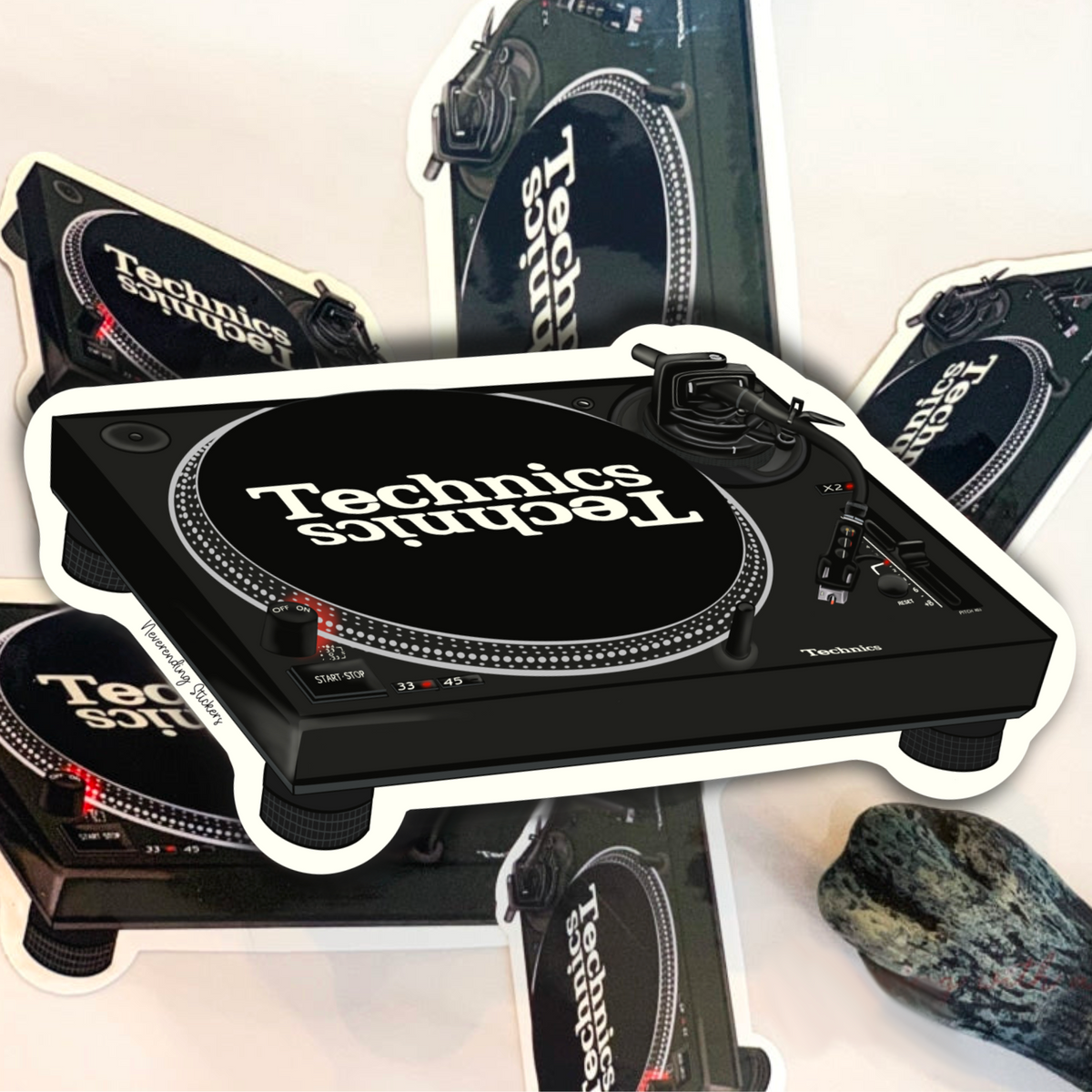 Neverending Stickers - Technics Turntable - Vinyl Decal Sticker Or Mag